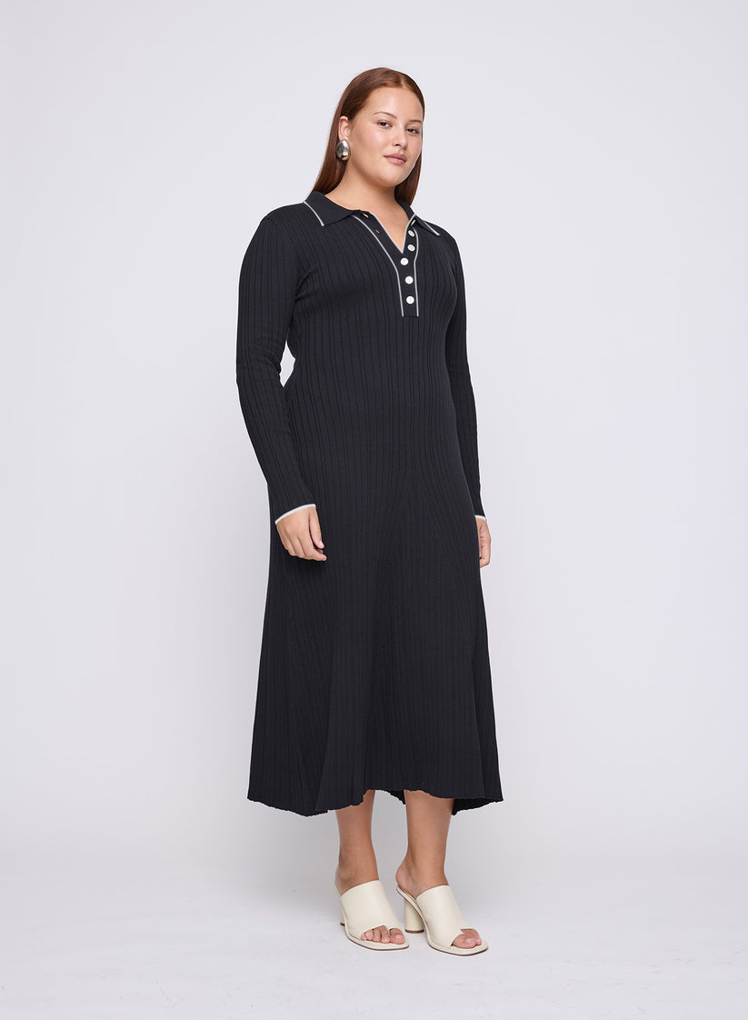 ANGELINA DRESS (RAVEN W/ SILENCE TRIM) – ANNA QUAN US